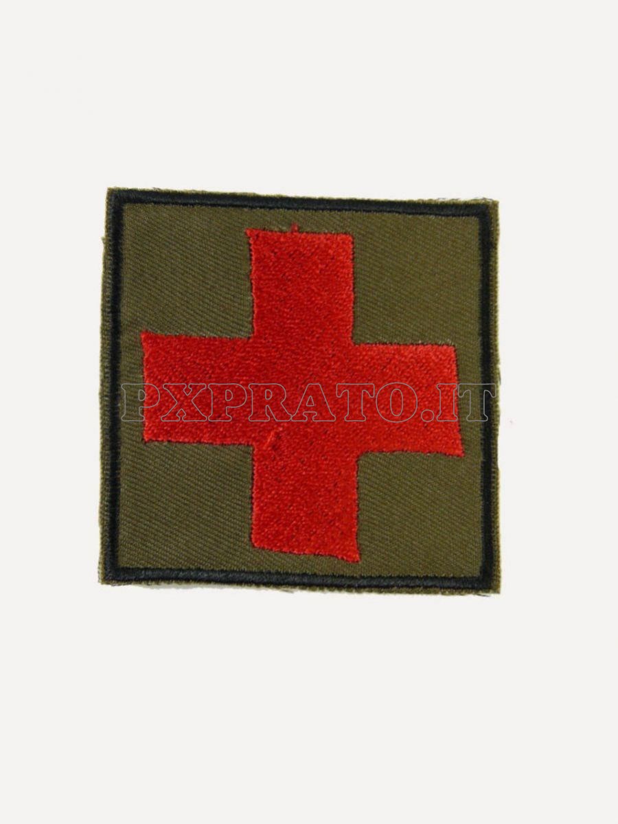 Patch Croce Rossa Esercito Italiano EI Militare Toppa Soccorso Medica Ricamo Verde Quadrato ...