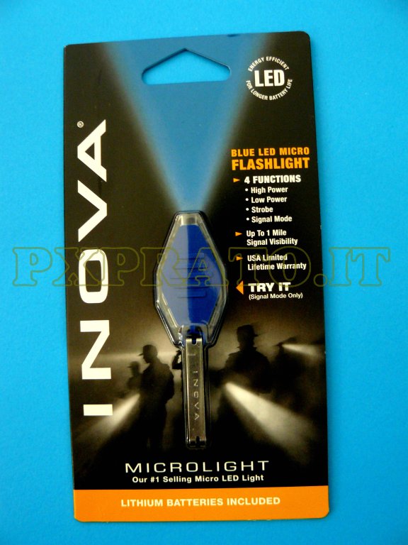 INOVA Microlight Led Blu 4 Funzioni Torcia a Led con Portachiavi ...