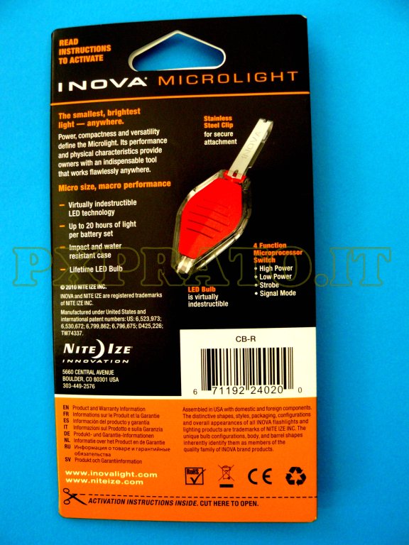 INOVA Microlight Led Blu 4 Funzioni Torcia a Led con Portachiavi ...