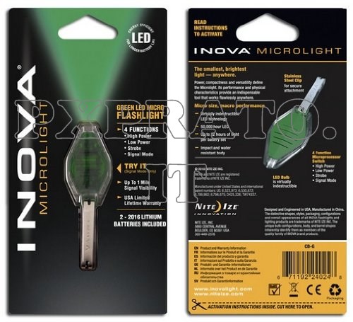 Portachiavi con Torcia Luce a Led Verde Militari INOVA Microlight Led 4 ...